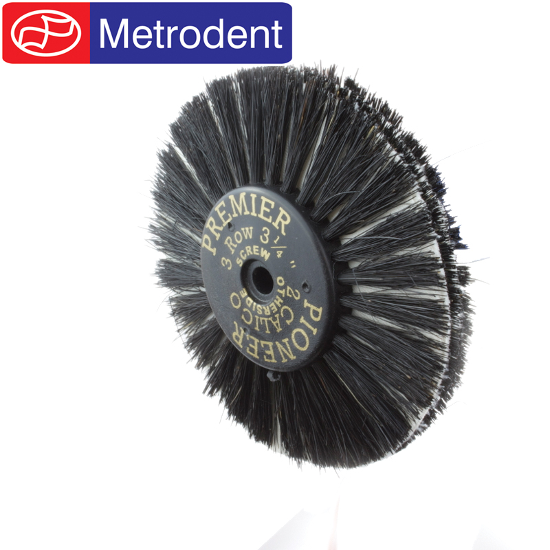 B100 – 3 Row Stiff Black Bristle/Calico Lathe Brush Ø 80 mm | Metrodent
